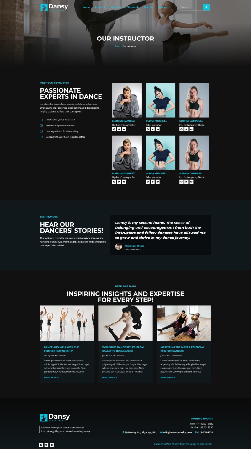 Dansy - Dance Studio Elementor Pro Template Kit by Rometheme | ThemeForest